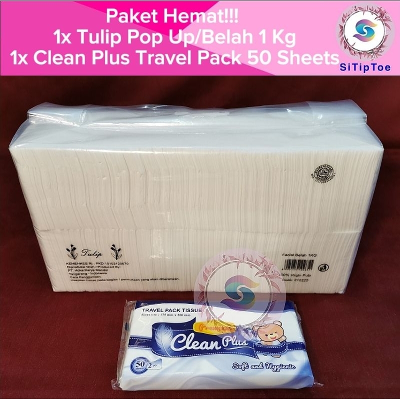 Tulip Pop Up Tissue / Split Facial Tissue 1 Kg 2 Ply & Clean Plus ...