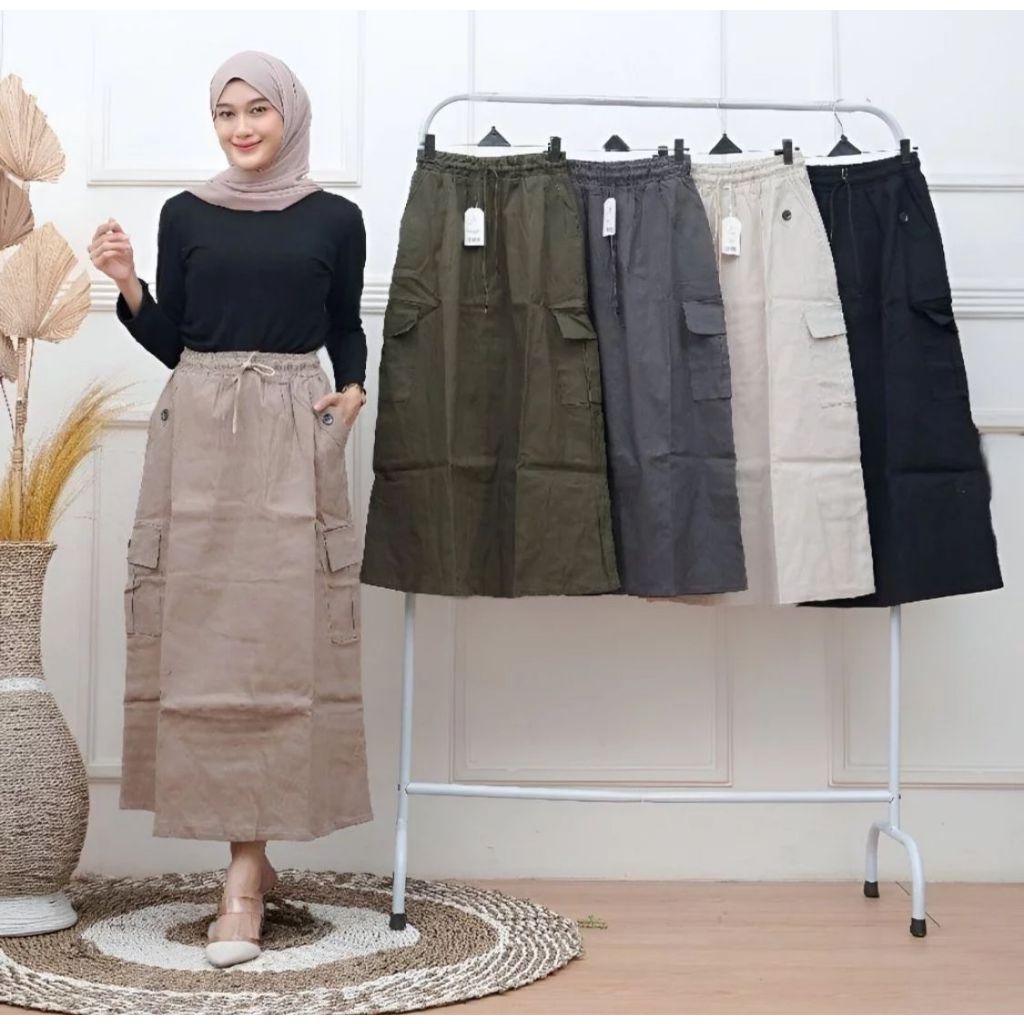 KATUN Women's Premium Long Drilled Cotton Cargo Skirt | Shopee Malaysia