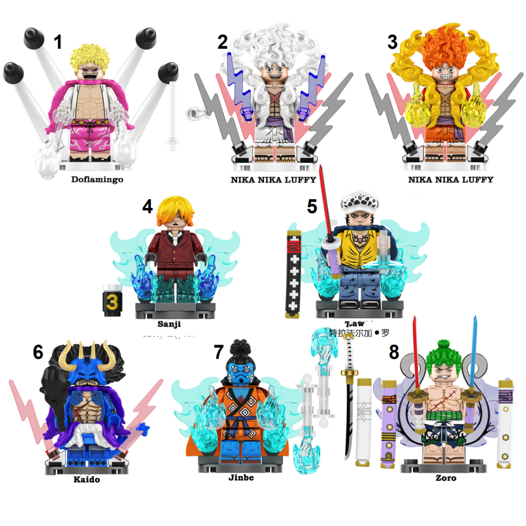 One Piece Doflamingo Nika Luffy Sanji Law Kaido Jinbei Zoro Minifigure ...