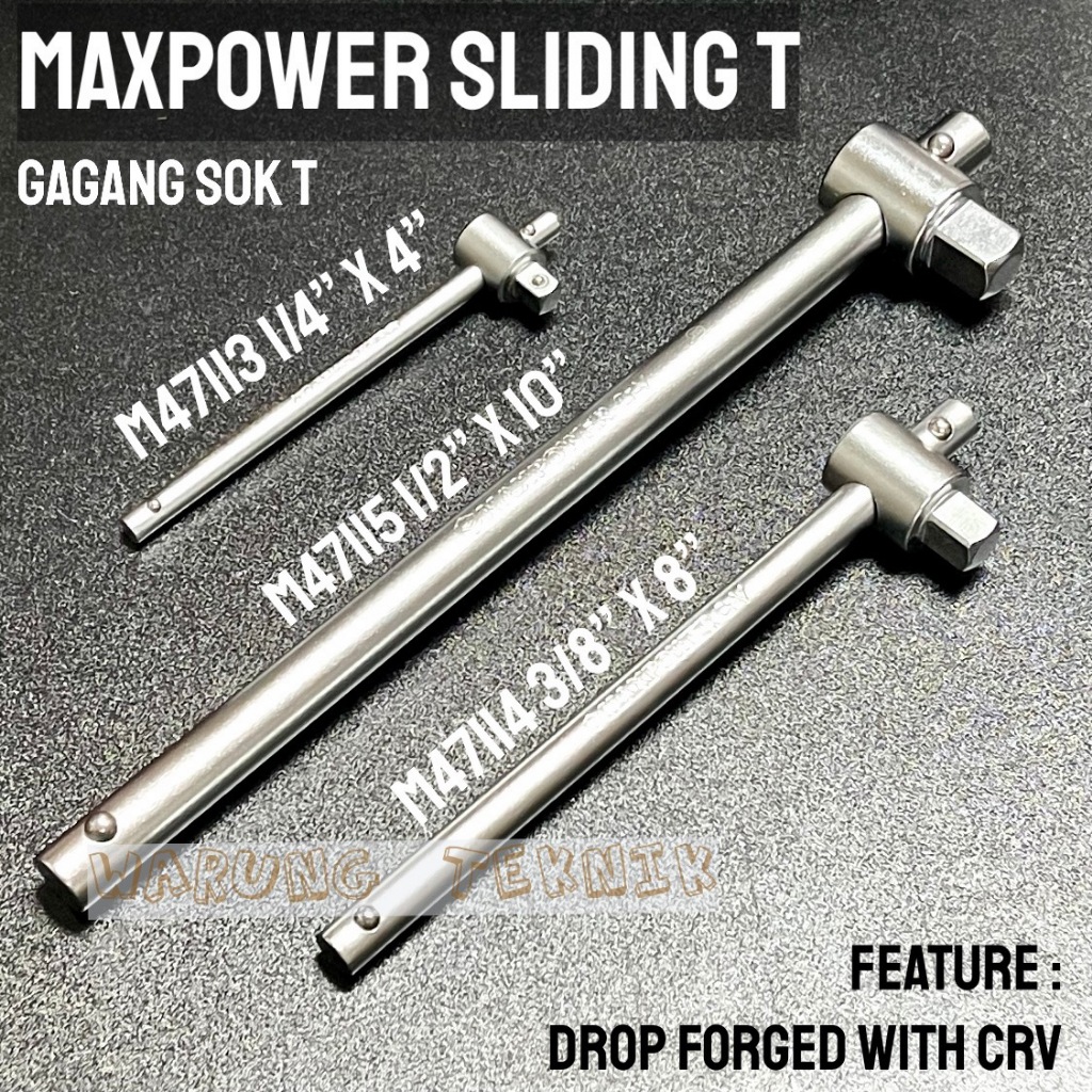 MAXPOWER SLIDING T BAR HANDLE - SOK SOCK T HANDLE CAN SLIDE 1/4" 3/8" 1 ...