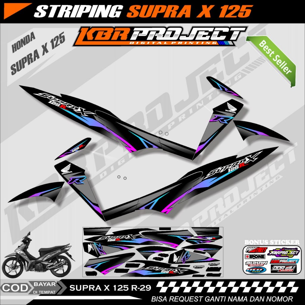 Supra X 125 PREMIUM Motorcycle STRIPING Sticker PREMIUM Cool Trim ...