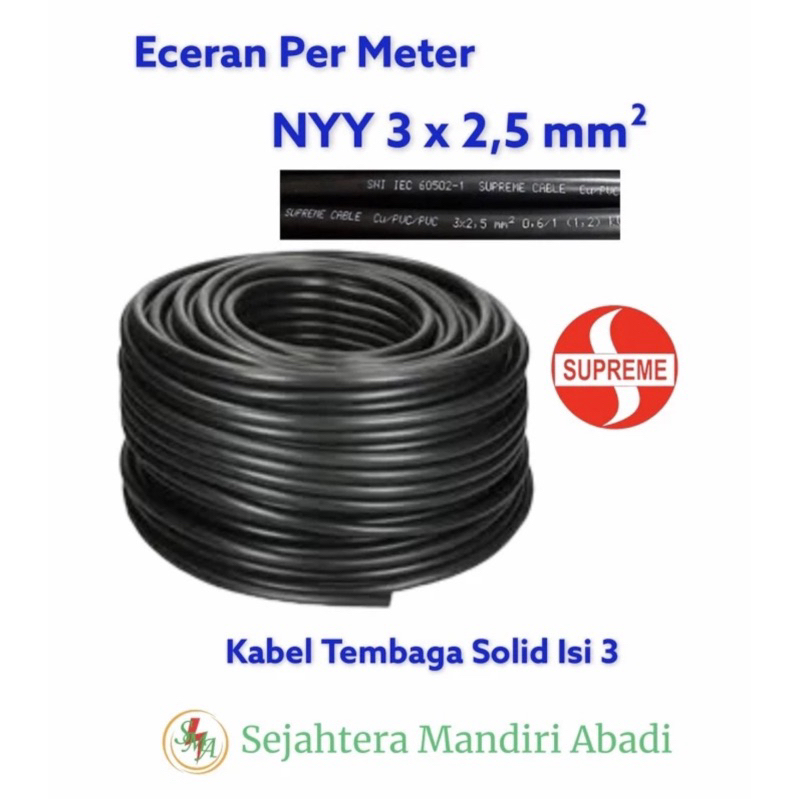 Nyy Cable 3x2.5 mm Supreme Copper Solid Wire Contents 3 Per Meter ...