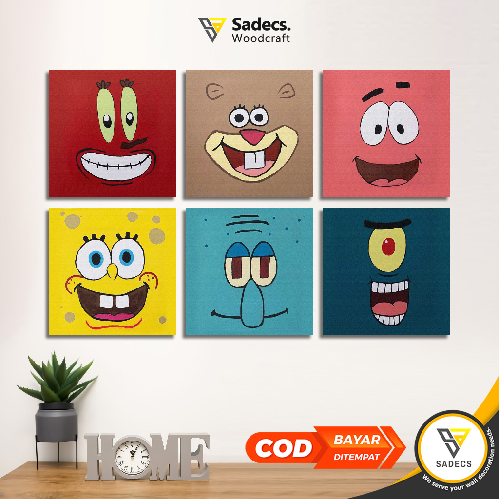 KAYU HIASAN DINDING Sadecs - SPONGEBOB SQUAREPANTS Wood Canvas Poster ...