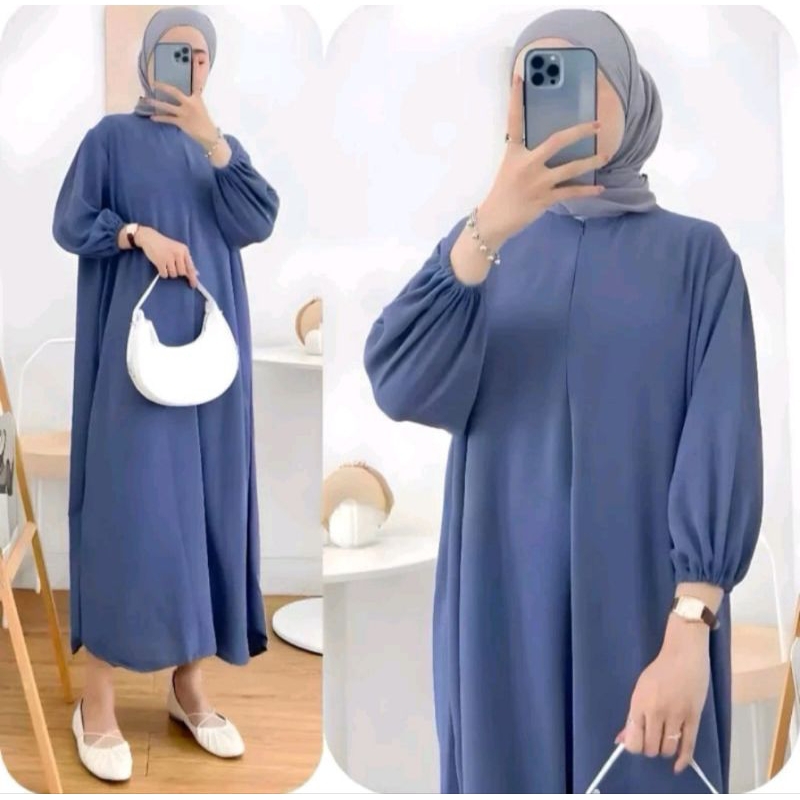 Gamis Fathia Cringkle Airflow LD 120 cm || Contemporary Gamis || Busui ...