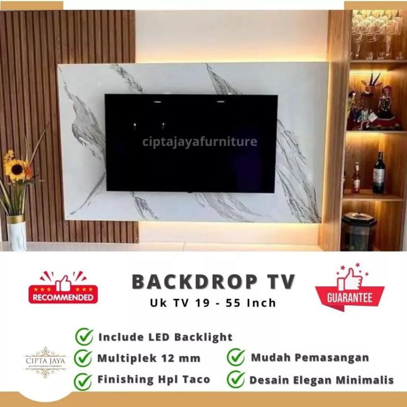 Minimalist Tv Backdrop Minimalist Wall Tv Rack+Led Light | Shopee Malaysia