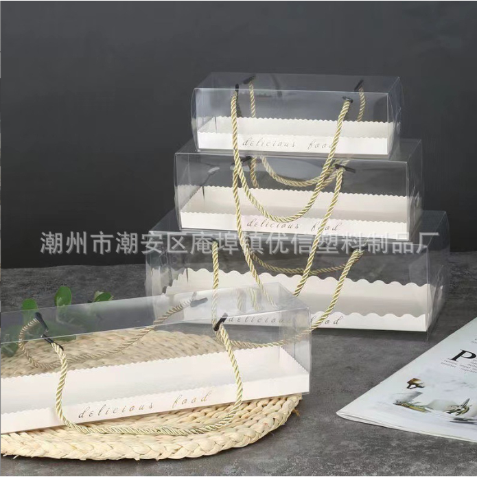 10pcs Box Mica Tali Transparent Dos Roll Cake Sponge Roll Tart Pudding ...