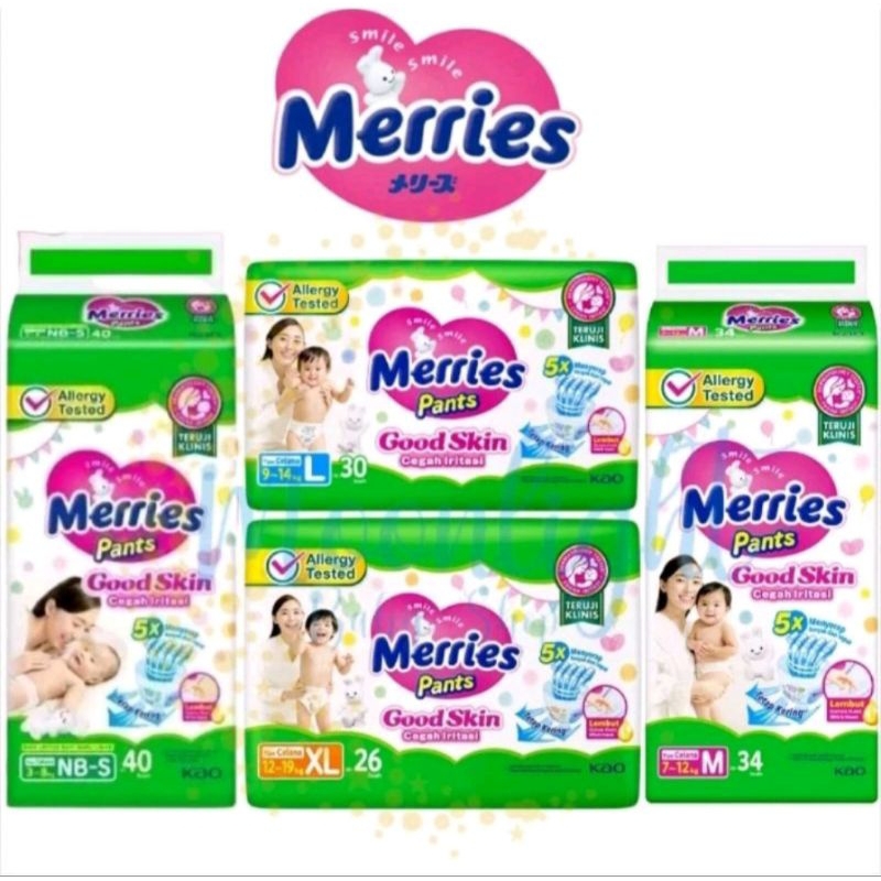 Merries Good Skin Pants Baby Diapers M34 (7-12 kg) | Shopee Malaysia
