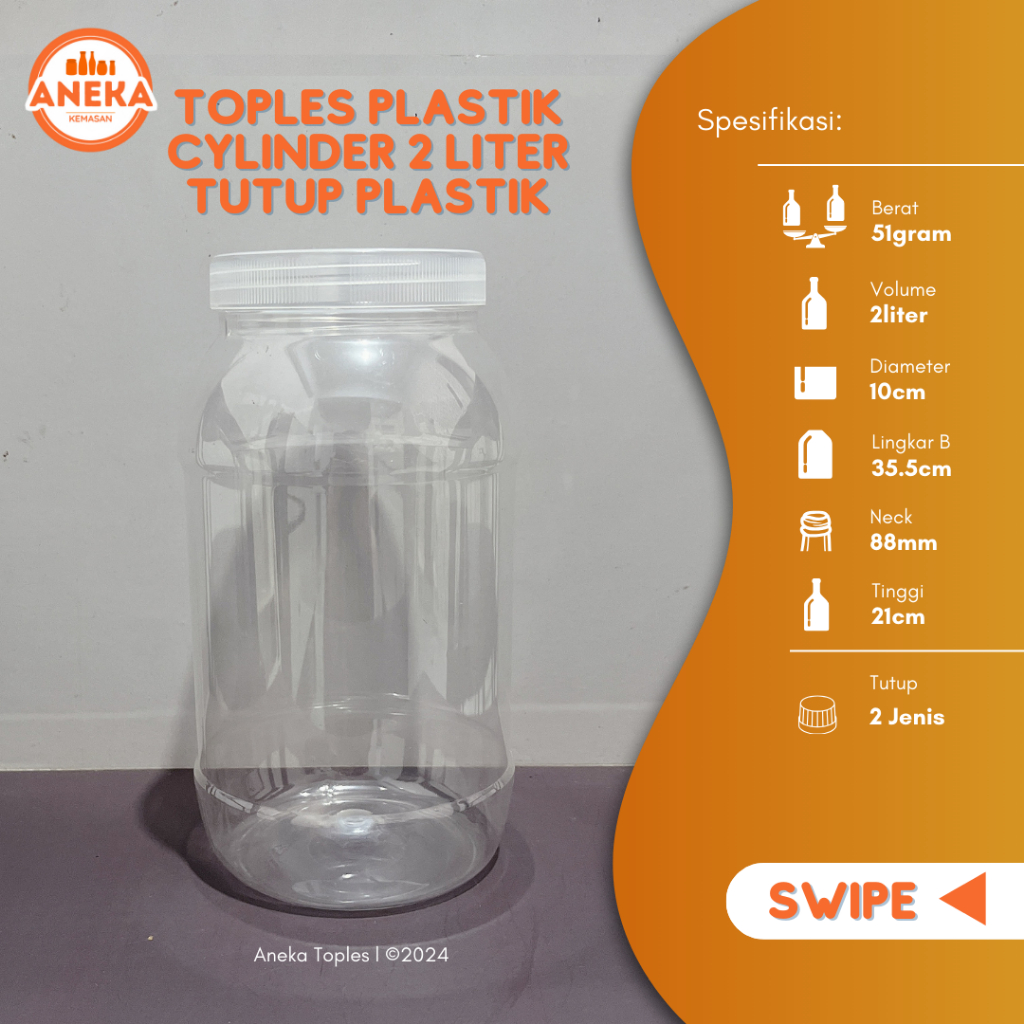 (Per 10pcs) 2 Liter round plastic jar / cake jar Clear jar Round fish ...