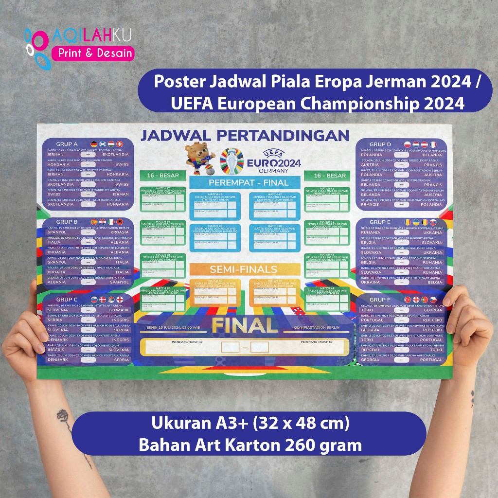 Germany/euro 2024 European Cup Schedule Poster 2024 | Shopee Malaysia