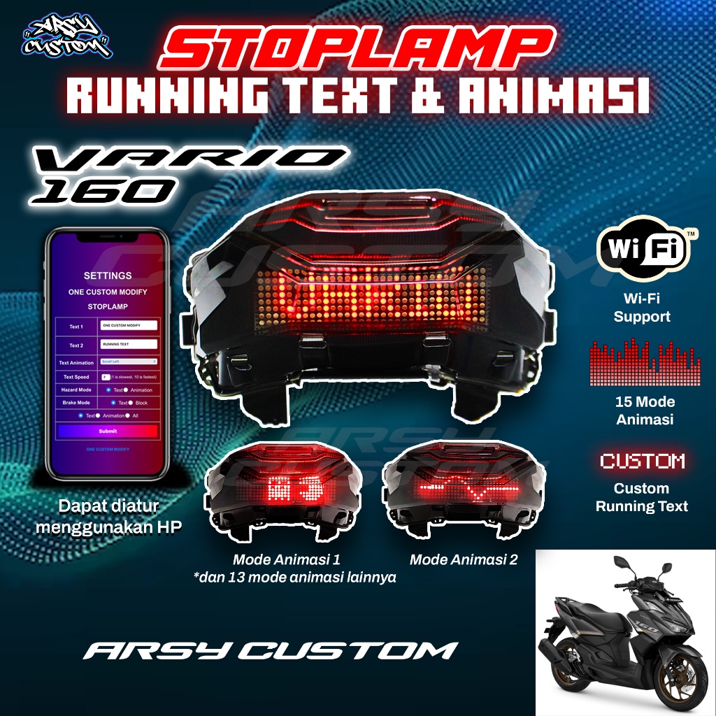 Stoplamp Running Vario 160 Text Animation LED Brake Light Variations Of ...