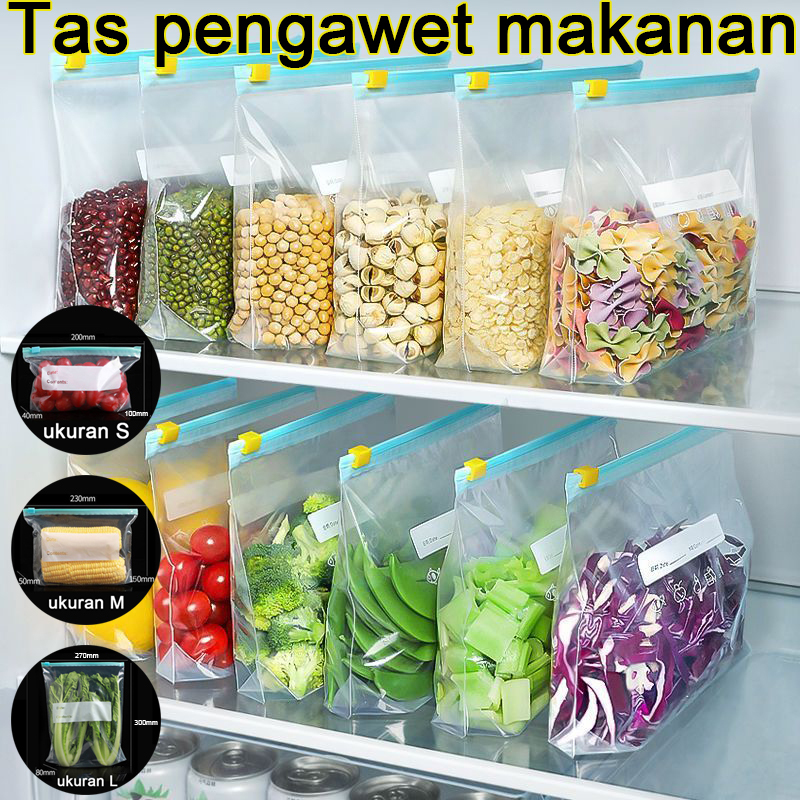 Plastic Ziplock Pouch reusable fresh bag Food Storage Refrigerator ...