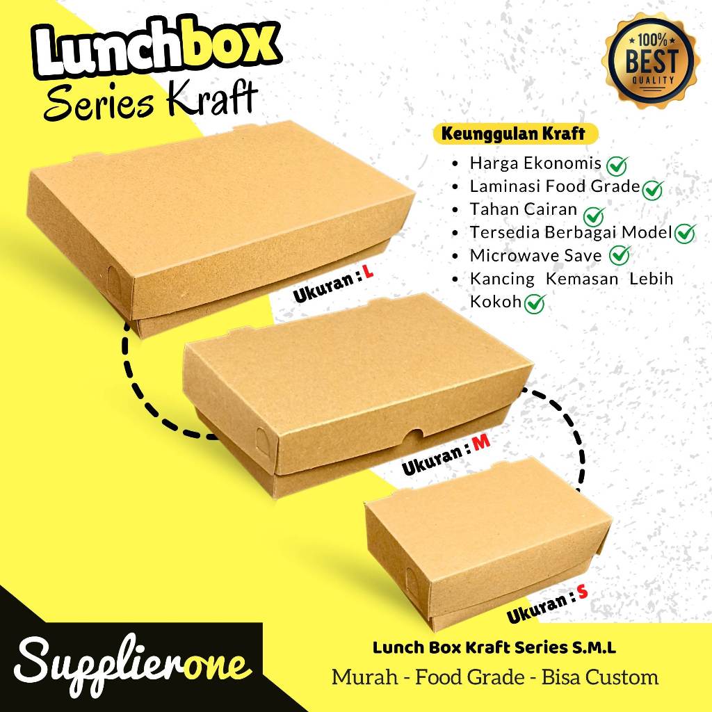 Kraft Paper Lunch Box / SML Paper Lunch Box / Geprek Chicken Box / Oil ...