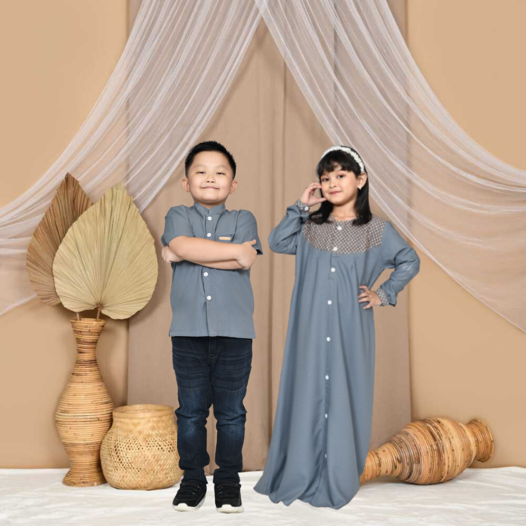 Salsa couple kids Clothes dress And koko set couple Children koko gamis Children couple set ...