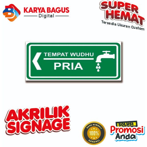 Acrylic Signage Size 30cm x 10cm "Wudu Place" Custom Size | Shopee Malaysia