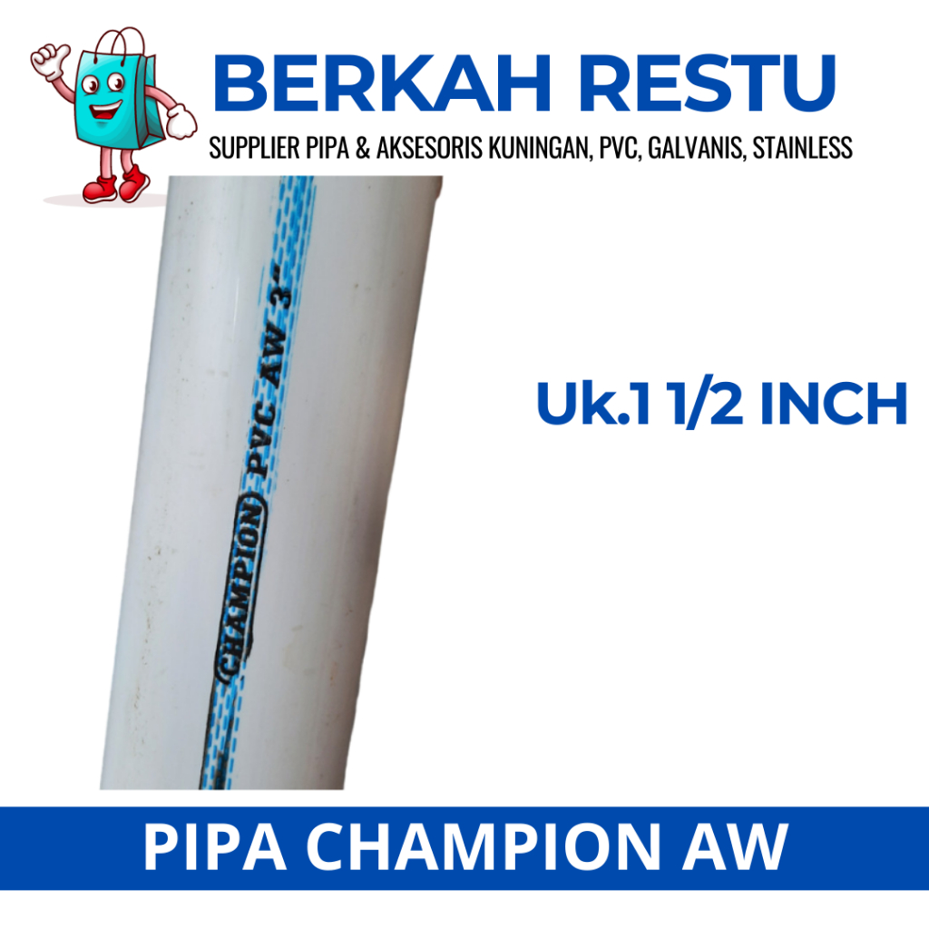 PVC Pipe 1 1/2 Inch AW CHAMPION Brand (1 METER) | Shopee Malaysia