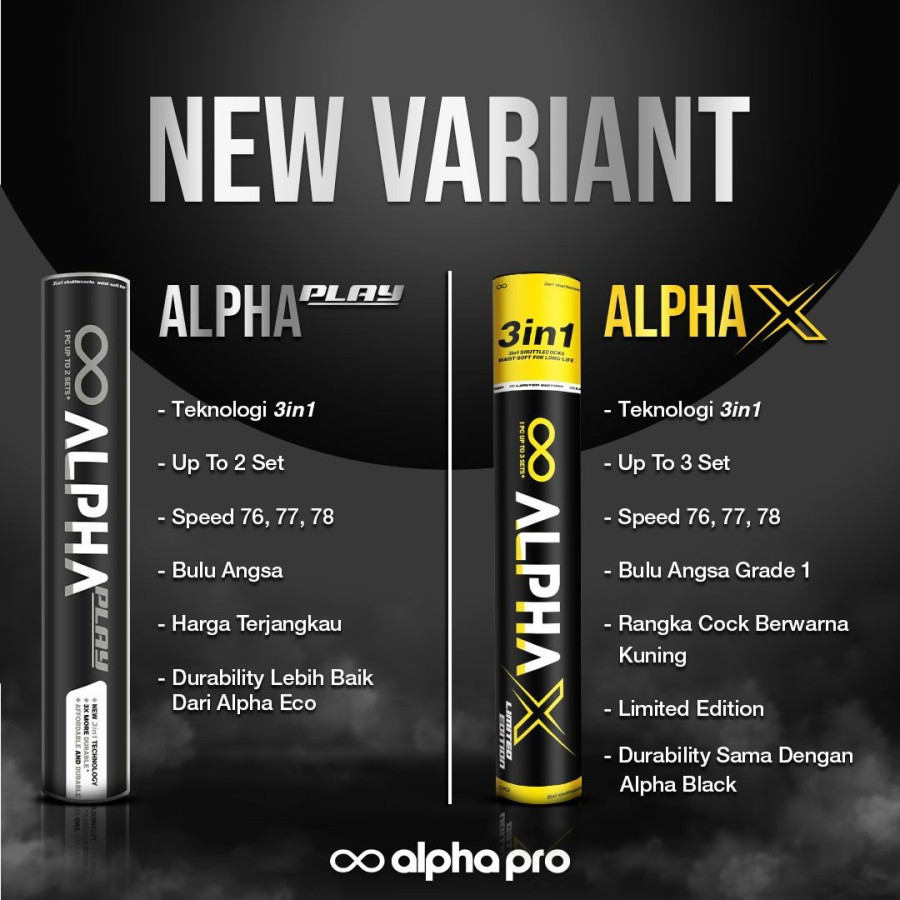 Shuttle COCK/SHUTTLECOCK/COCK BADMINTON ALPHA PLAY 3 IN 1 Goose Feather ...