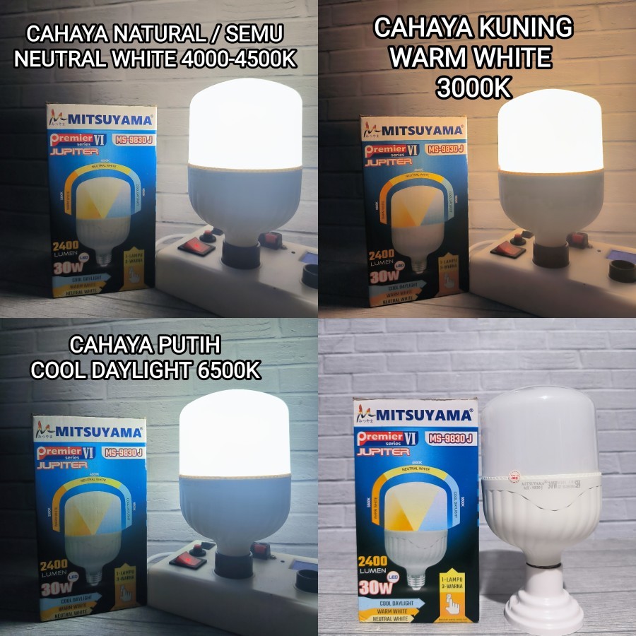 CAHAYA Mitsuyama TRICOLOUR LED LAMP 30W 30 WATT 3 LIGHT COLORS 1 BULB SNI GUARANTEED GOOD ...