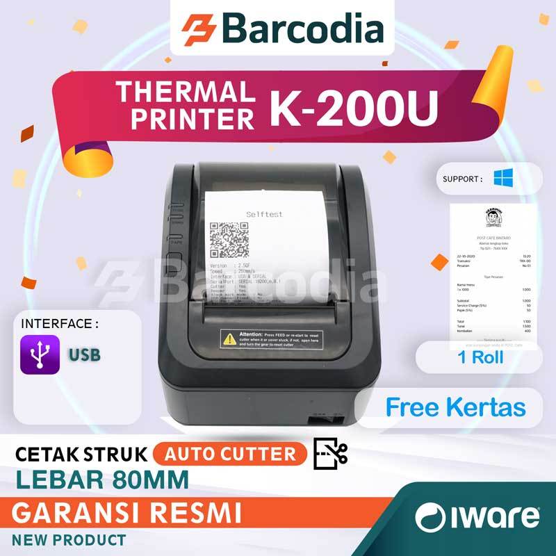 Thermal PRINTER IWARE ULTRON K200U 80mm (USB ONLY) AUTO CUTTER | Shopee ...