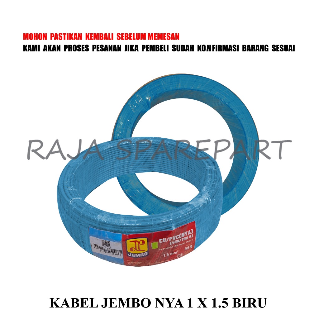 Kj115l NYA Cable/Power Cable/NYA JEMBO Cable 1x1.5 Blue (Price PER ROLL ...