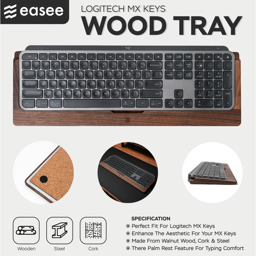 Easee Wooden Tray Logitech MX Keys Keyboard Palm Rest | Shopee Malaysia