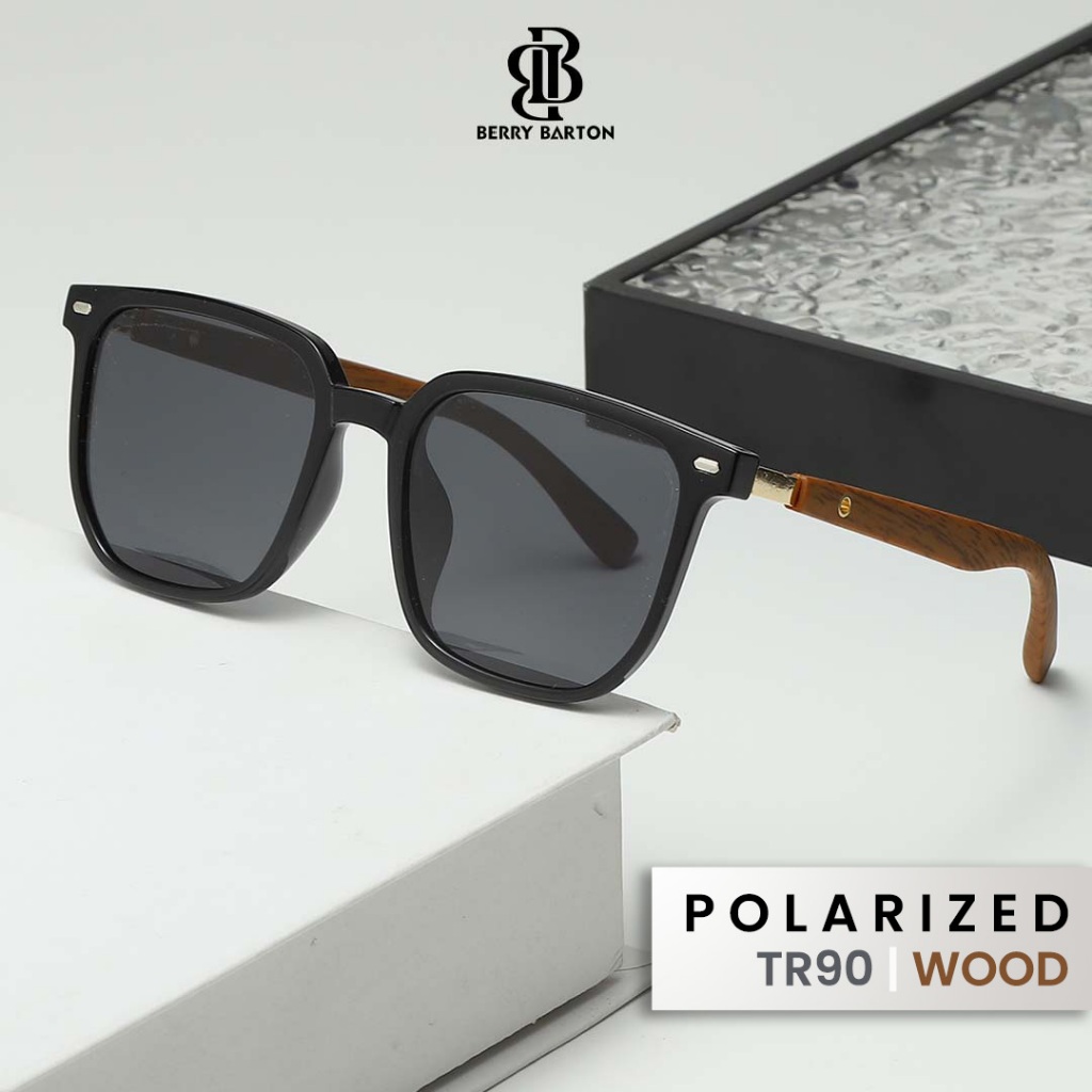 KAYU HITAM Berrybarton Polarized Sunglasses Men Women TR Frame Wood ...