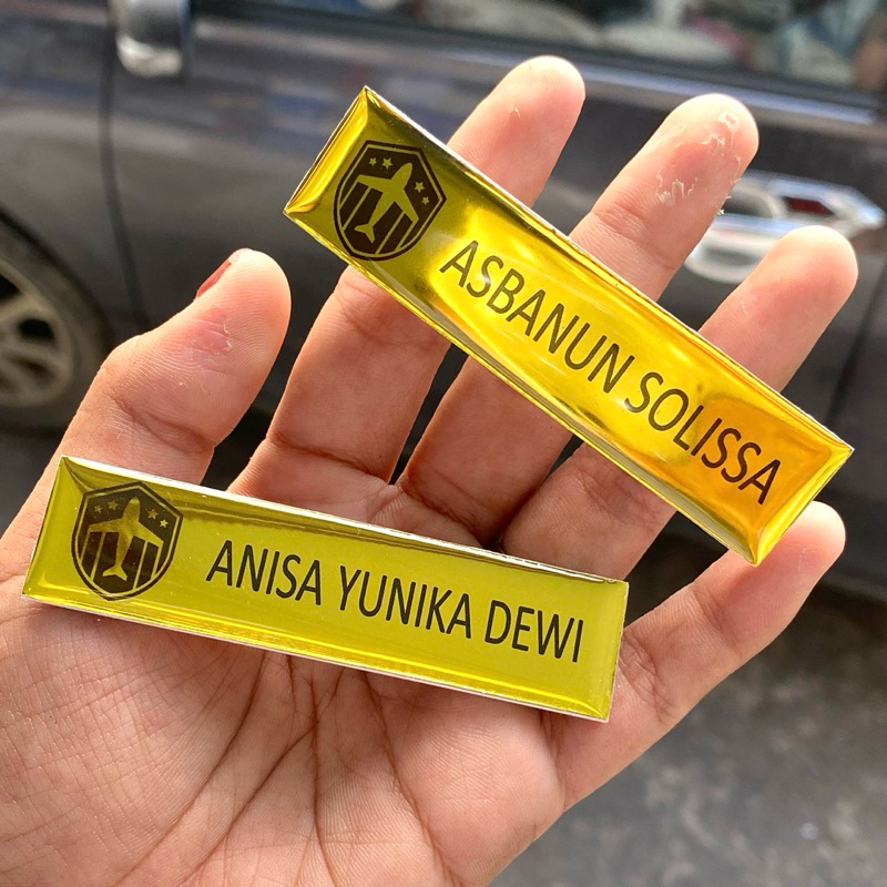 (GOLD) Acrylic resin Chest Nameplate/ MAKASSAR Nameplate/Name tag/Bust ...