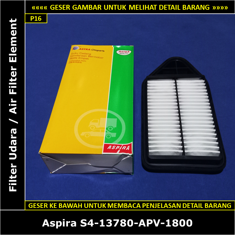 Air Filter Suzuki APV 1500 cc G15A Aspira S4-13780-APV-1800 Air Filter ...