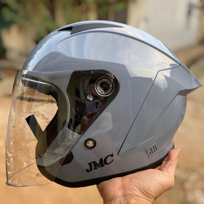 Jmc Nosiro Solid Gray Glossy Helmet Adult SNI Spoiler | Shopee Malaysia