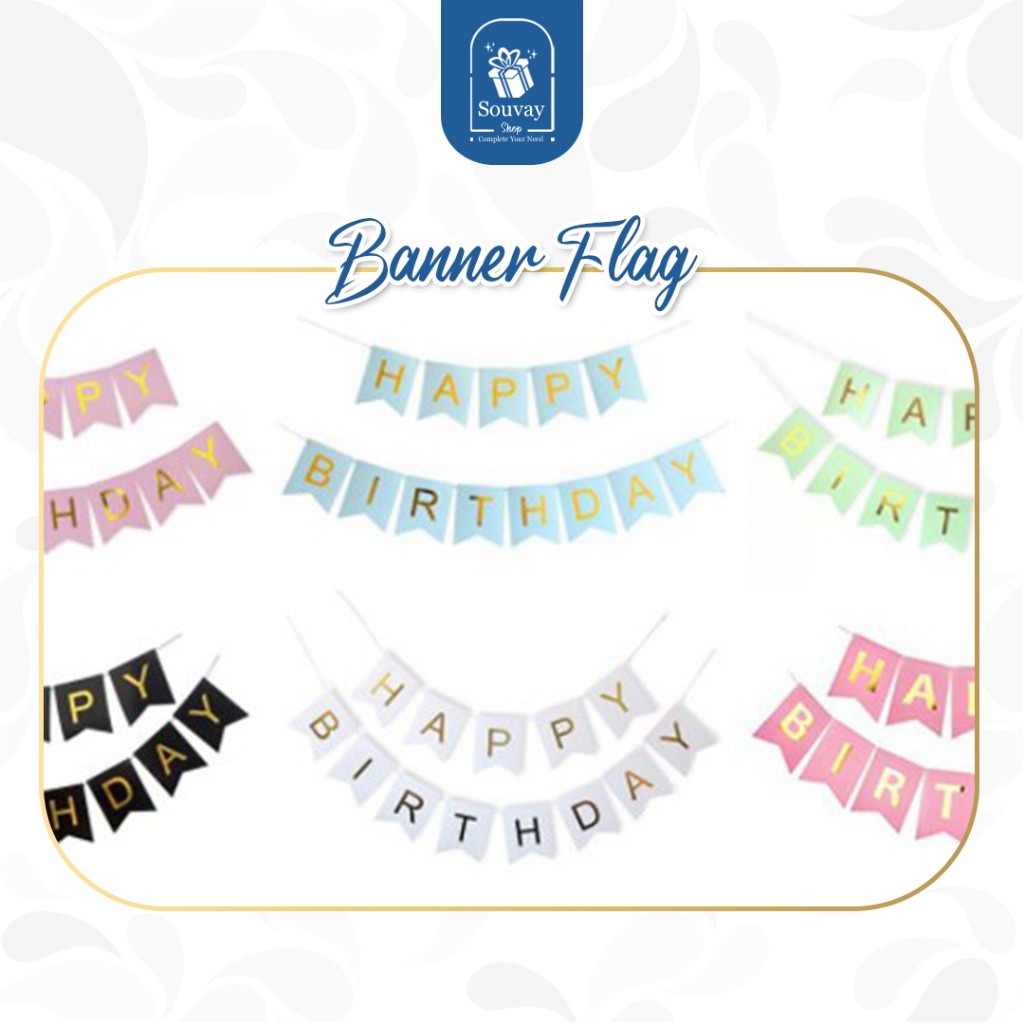 1pack - Banner Flag HBD - 1 Set 5-sided Banner Happy Birthday Bunting ...