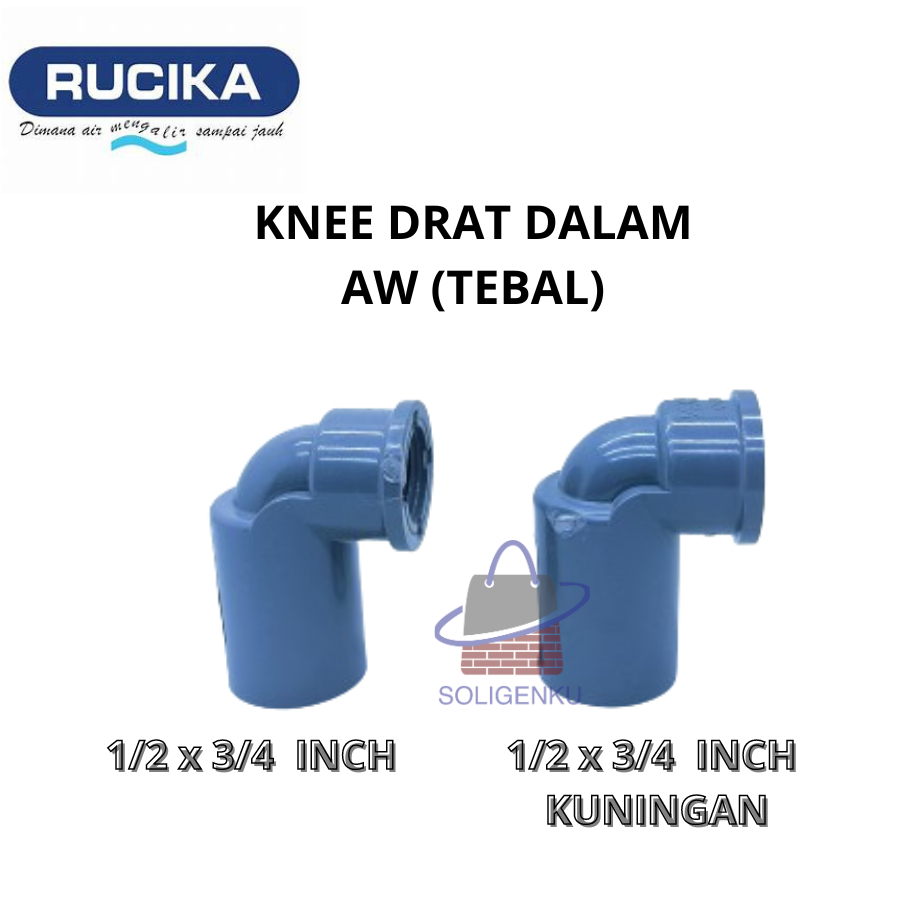 Elbow / Knee Thread in PVC Rucika 1/2" x 3/4" inch keni Pipe Connection ...