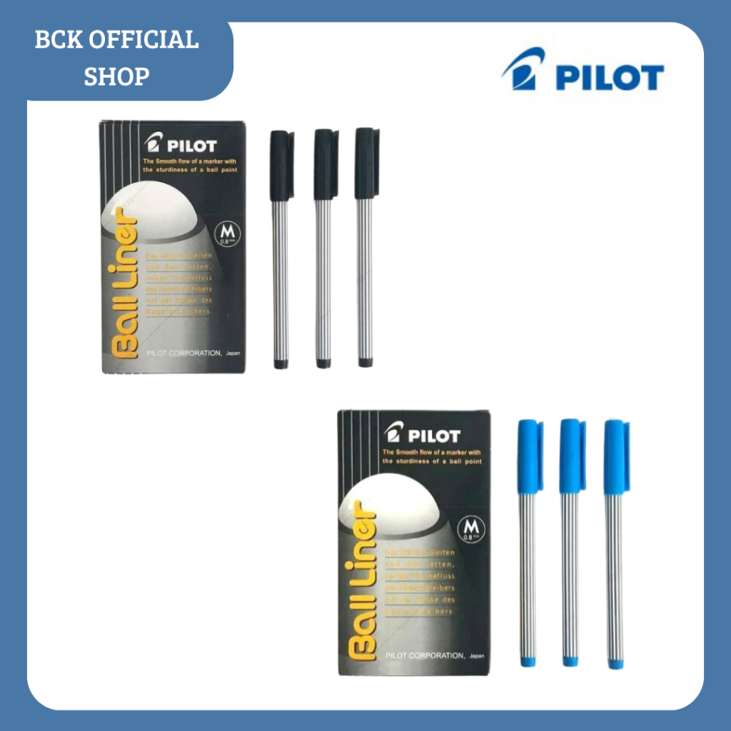 Ball Pen Pilot Ball Liner 0.8 mm - Black - Blue (Box) | Shopee Malaysia