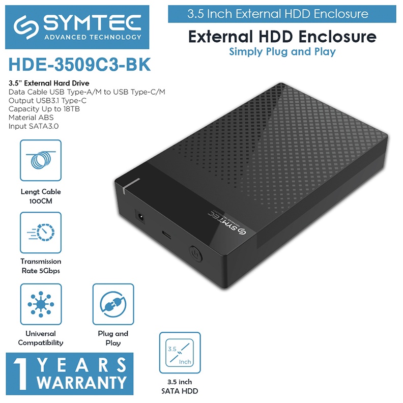 Symtec 35 USB 31 Type C HDD SSD Enclosure Casing Adapter HDE359C3 w ...