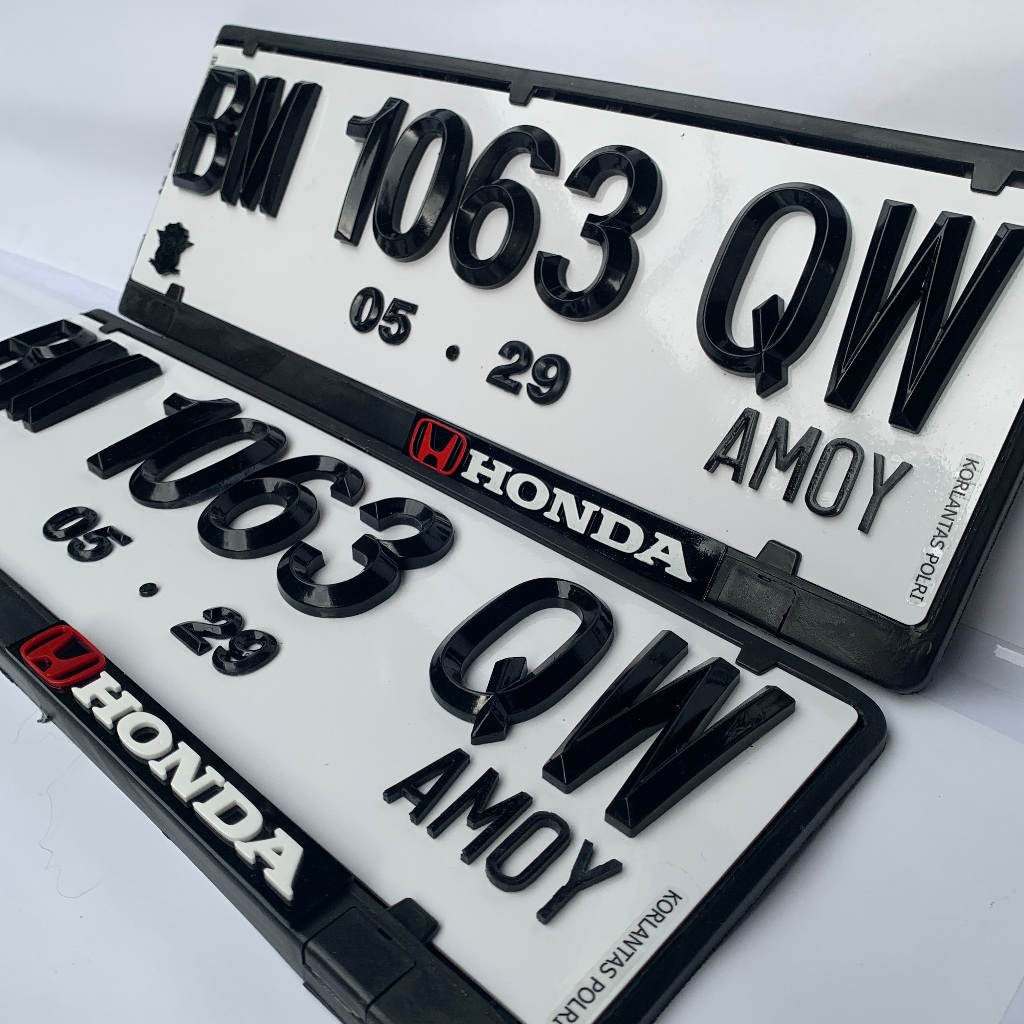 PUTIH Car Number Plate Embossed Luxury White Taper 5-sided Pyramid Free ...