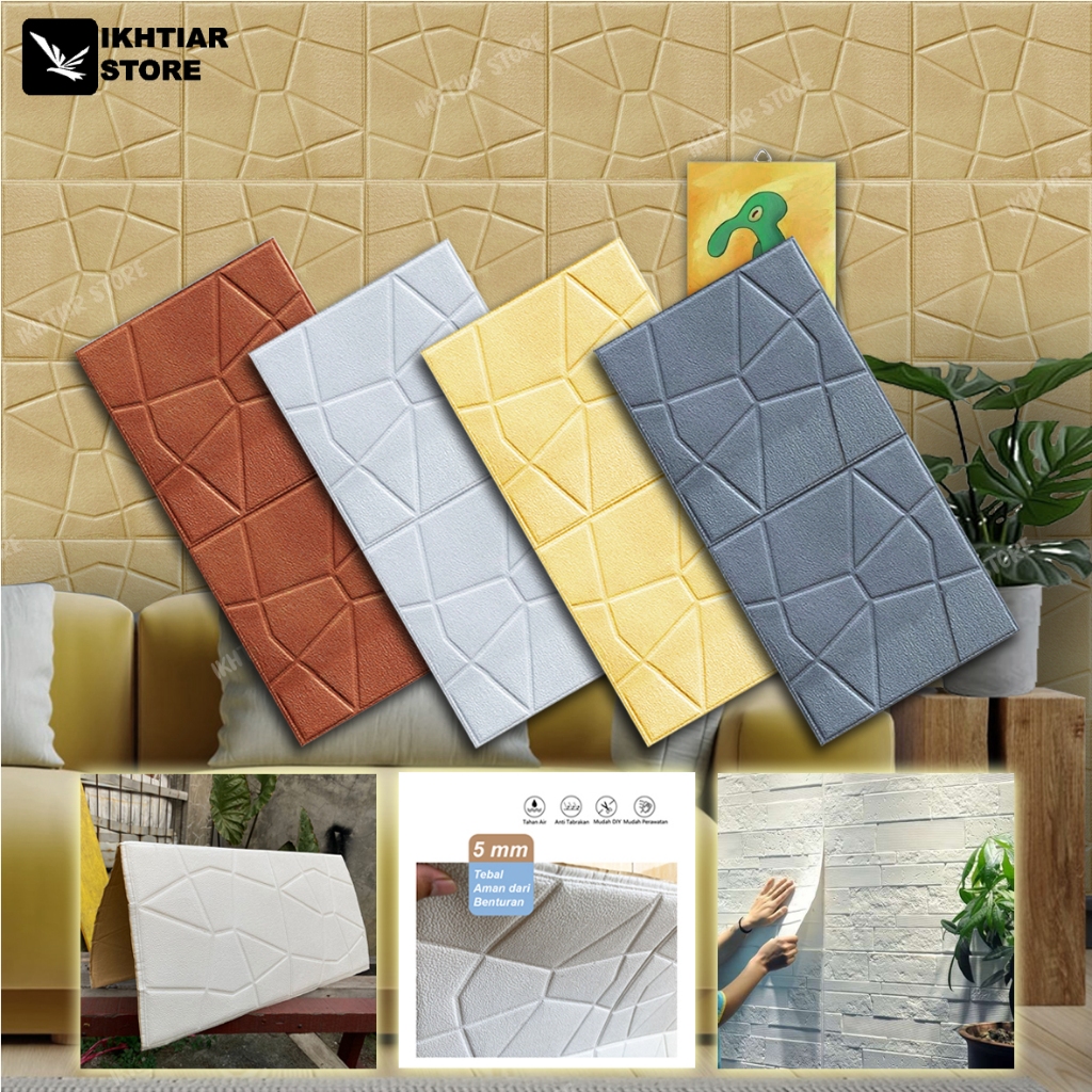 5mm Thickness Wallpaper Wall 3D Embossed foam foam Diamond Motif Size ...