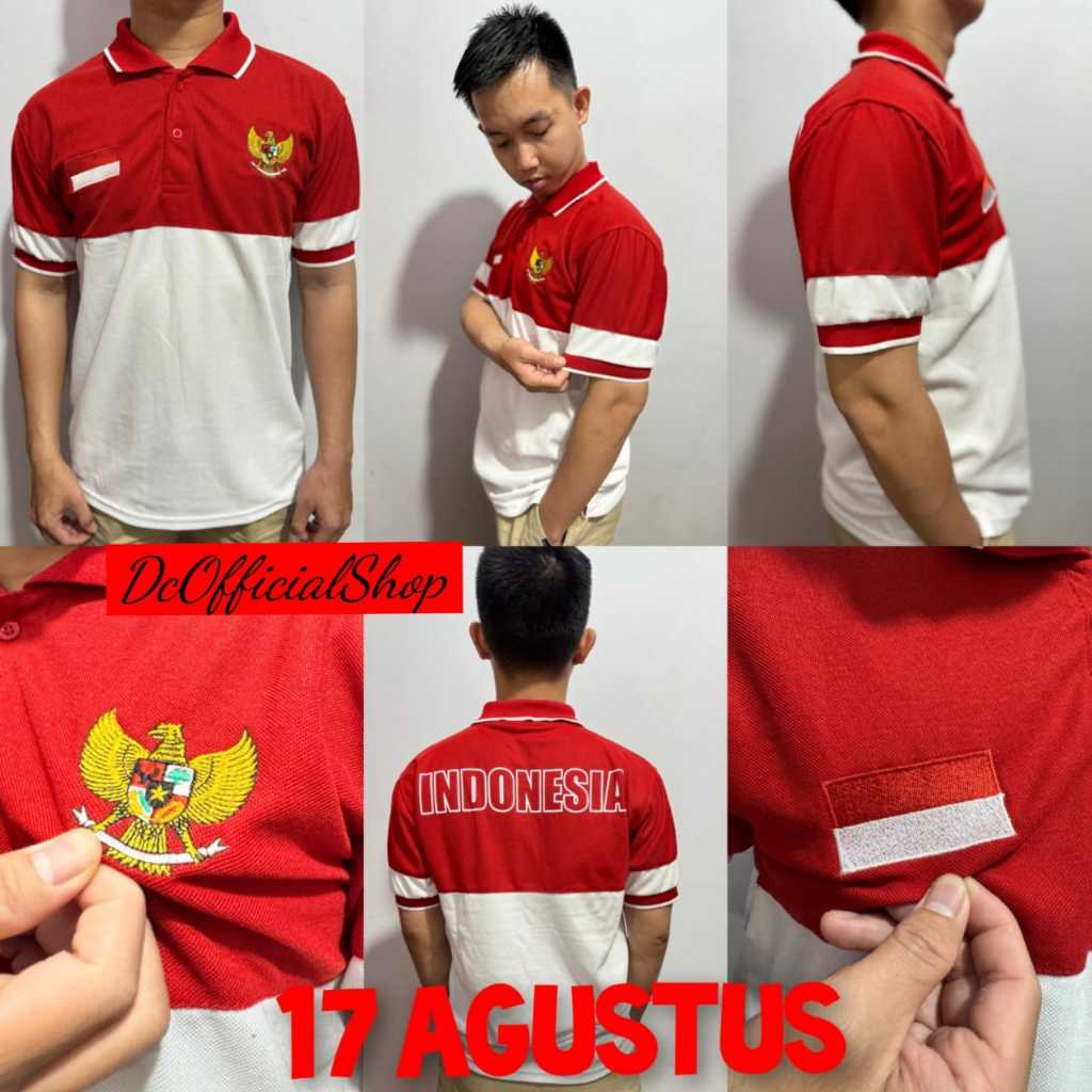 MERAH PUTIH Dc Red and White Polo Shirt / Red and White Garuda ...