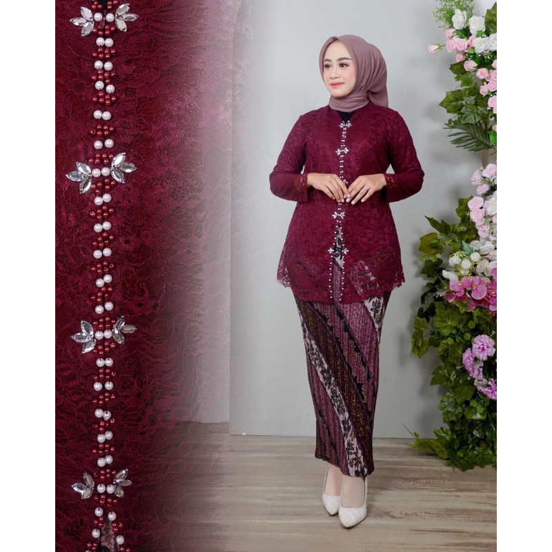 Tille Tille Kebaya/Pearl Sequin Brocade Kebaya/Brocade Kebaya Suit With ...
