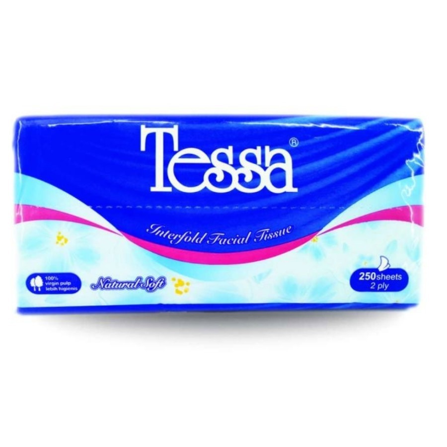 Tessa natural soft interfold facial Tissue 250s 2ply / tesa tp-22 blue ...