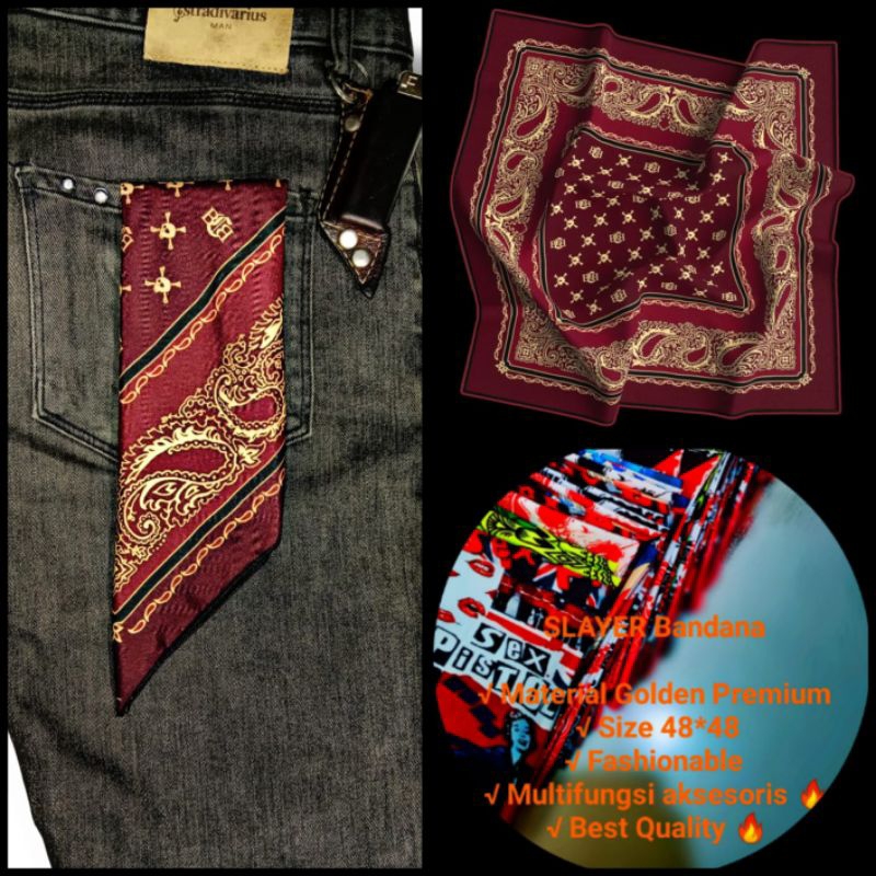 MERAH CAPITAL - Red Batik motif bandana scarf - multifunctional slayer ...