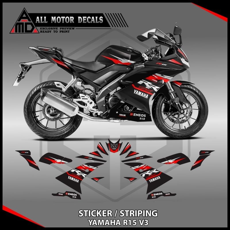 Striping YAMAHA R15 V3 CUSTOM GRAFIST RR LIST / DECAL MOTORCYCLE R15 ...