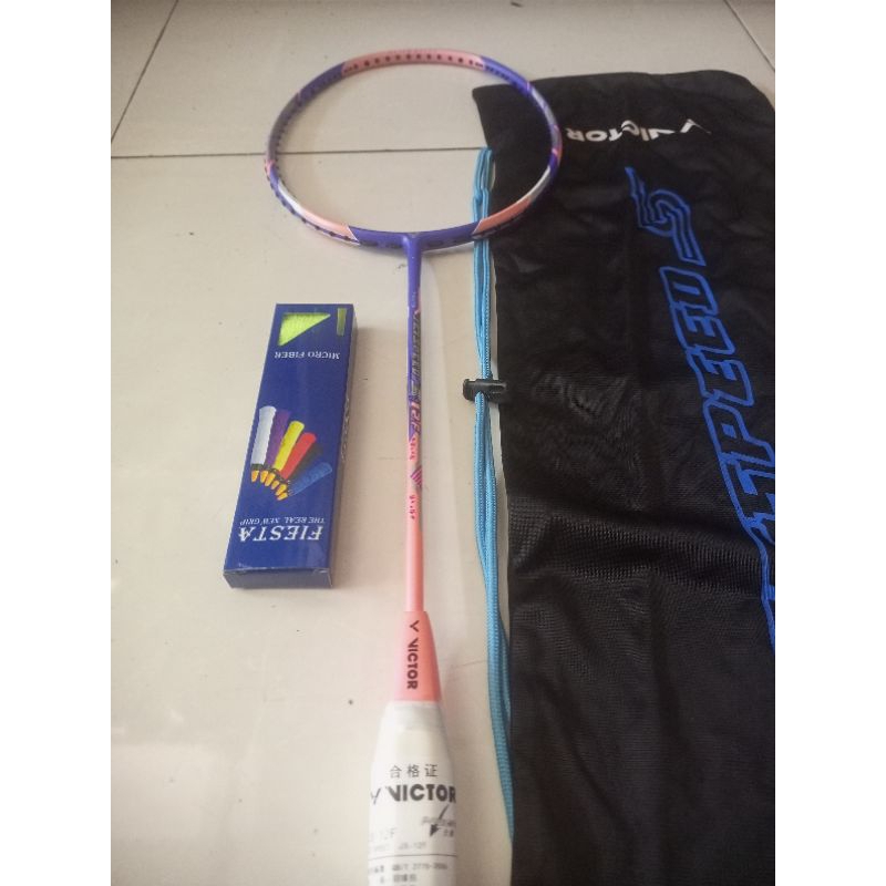 Victor jet speed S12F pink badminton Racket (free Install Strings ...