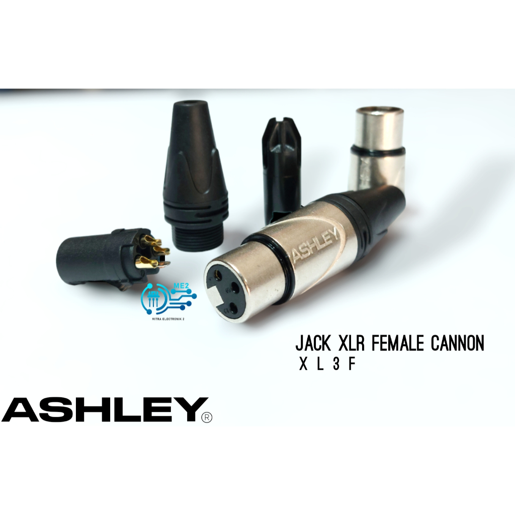 Jack XLR Socket Canon Connector ASHLEY Female 3 pin XL3F Original Audio ...