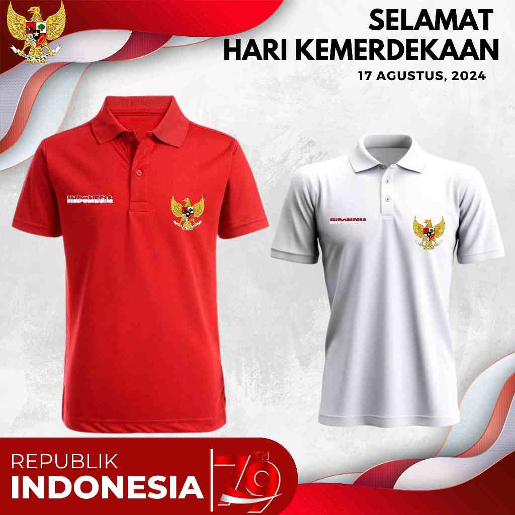 Q_collection Polo Shirt With Garuda And Indonesian Logo Collar Short ...