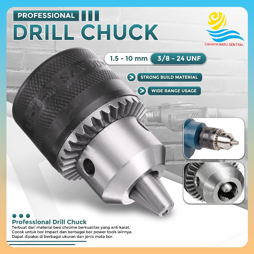 MESIN Drill Chuck Head 10mm Drill Chuck Head Keyless Drill Chuck Full ...