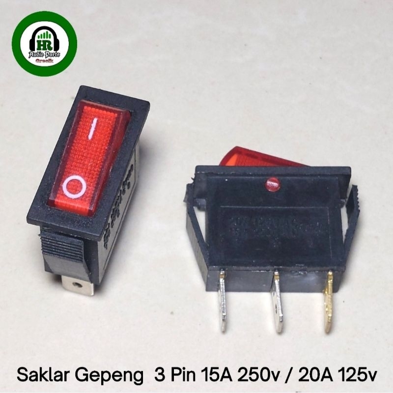 TOMBOL MERAH Flat Switch 3pin 16A 250v/20A 125v AC PLN Switch On Off ...
