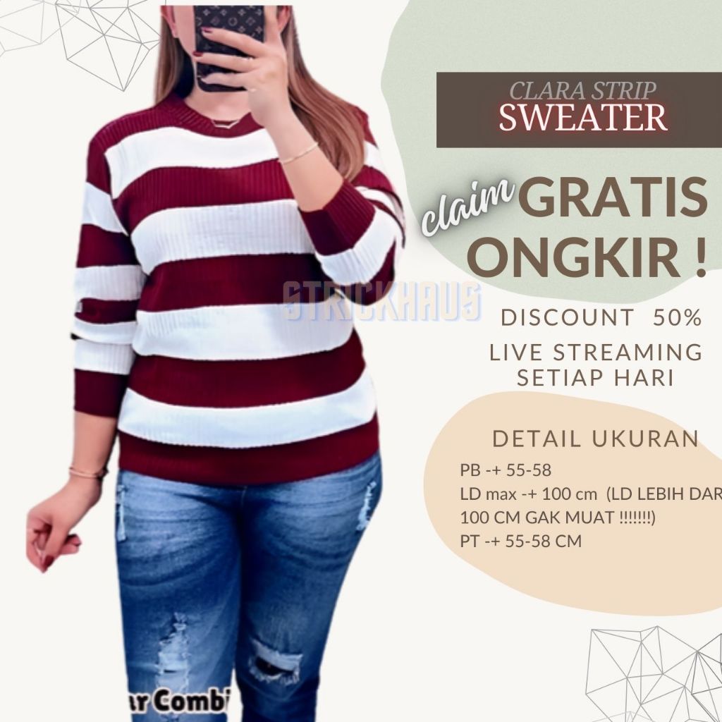 CLARA STRIP Pullover Women's Knitted Sweater - STRIKHAUS | Shopee Malaysia