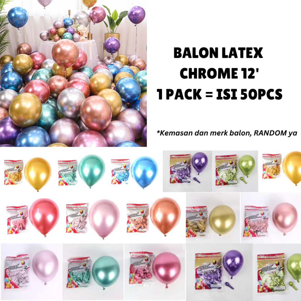 50pcs 12 Inch Chrome Latex Balloons 12 Inch Chrome Color Balloons ...