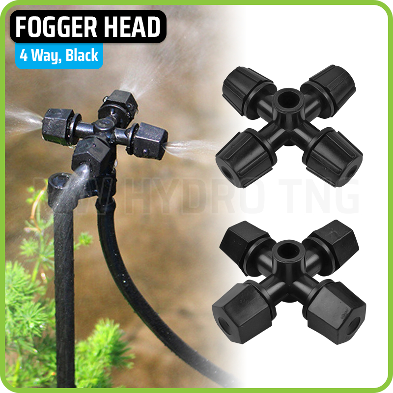 Fogger Head / Mist Nozzle for Misting / Fogging - 4 Way - Black ...