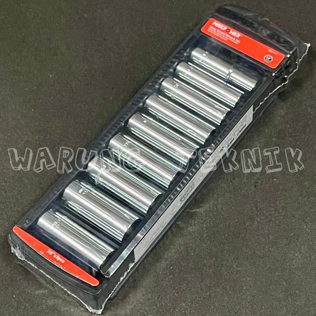 Maxpower M07117 9 PCS 3/8" DR 6PT DEEP SOCKET WRENCH SET - LONG SOCKET KEY SET 3/8"DR 6PT ...