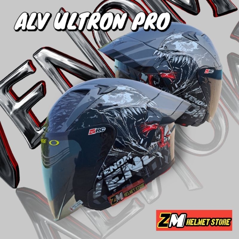 Alv ULTRON PRO Helmet with Venom Half face Motif, Contemporary SNI ...