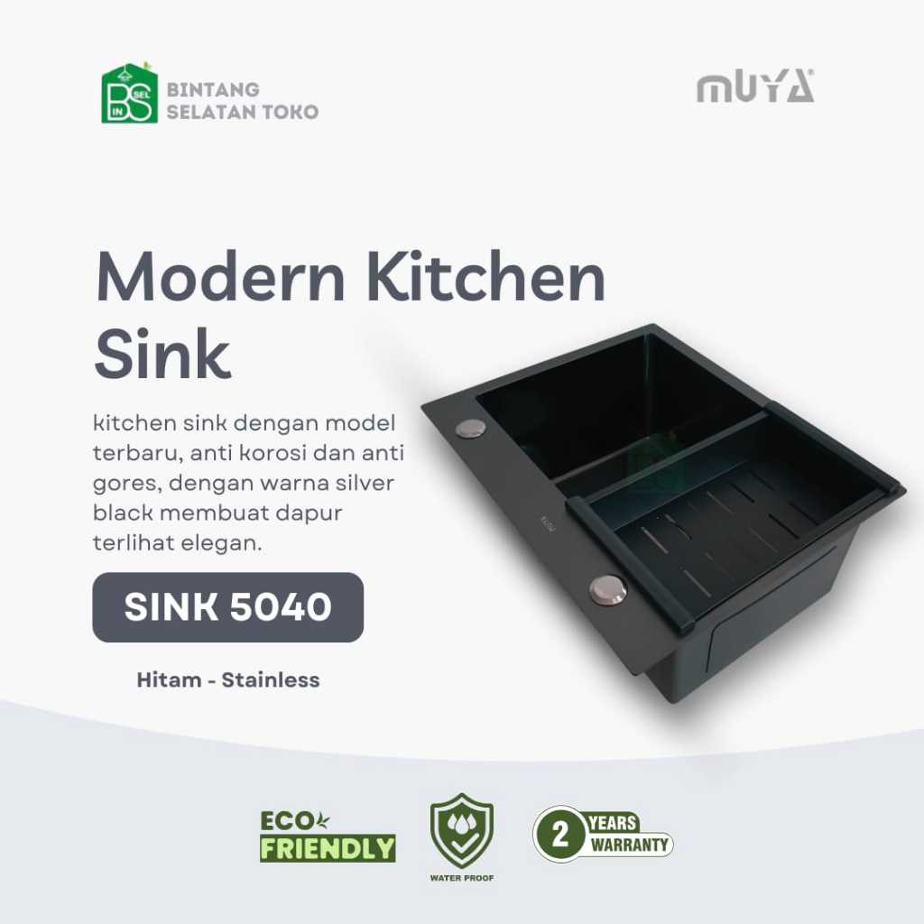 Kitchen SINK MUYA TYPE 5040 BLACK-STAINLESS | Shopee Malaysia
